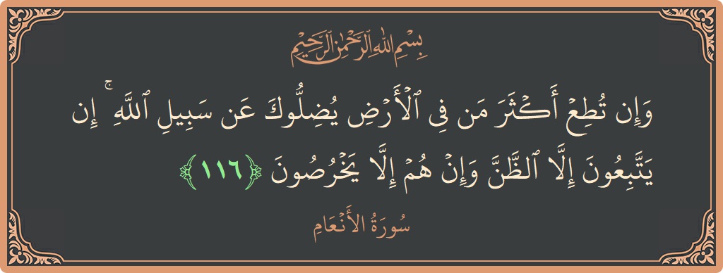 Verse 116 Surah Al Anaam وإن تطع أكثر من في الأرض يضلوك عن سبيل