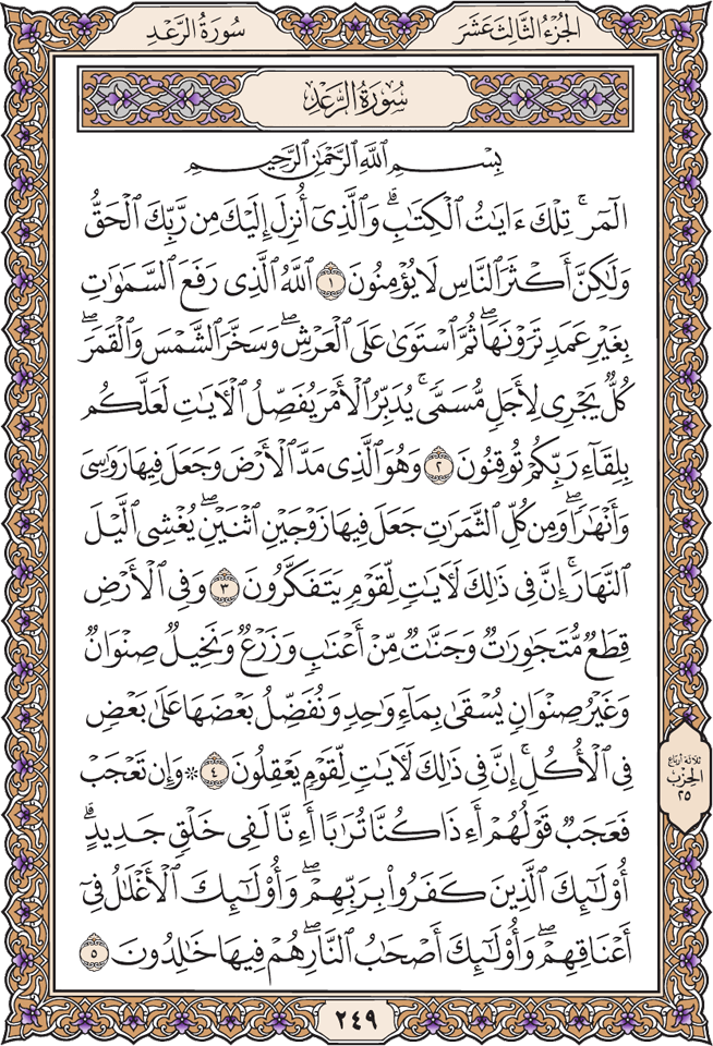 Surah Ar-Ra'd: Full Text - English - Page 249 - Verses from 1 to 5