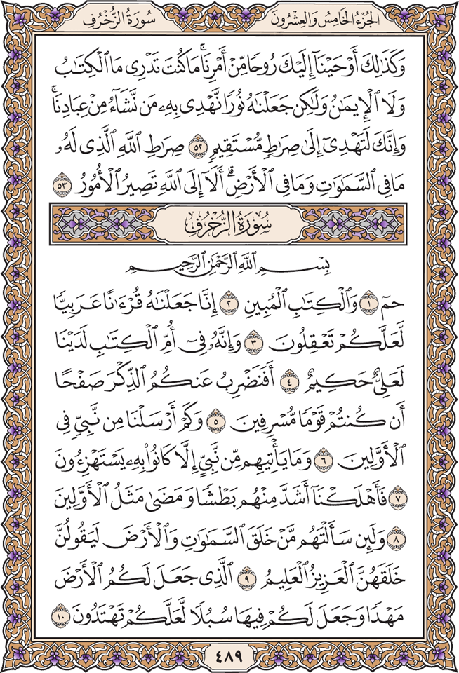 Surah Az-Zukhruf: Full Text - English - Page 489 - Verses from 1 to 10