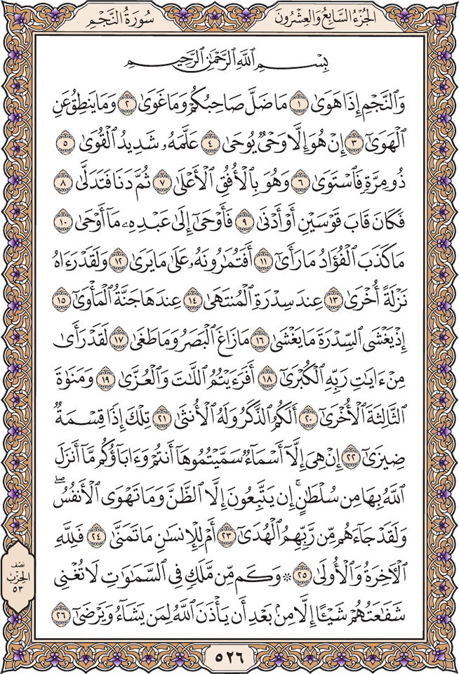 Surah An-Najm: Full Text - English - Page 526 - Verses from 1 to 26